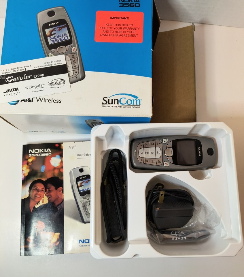 Nokia 3560 Silver Cell Phone (AT&T) W/Phone, Box, Charger, Case ...