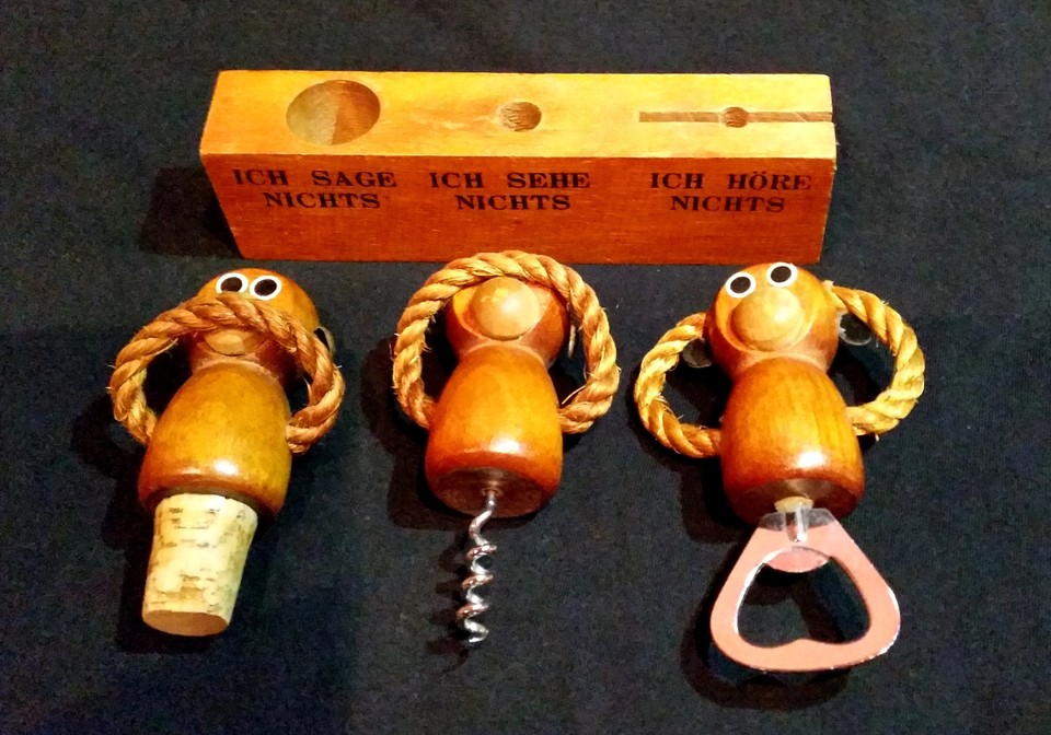 GDR DDR NVA VEB Bar Set Affe Korkenzieher Flaschenöffner Korken 50er ...