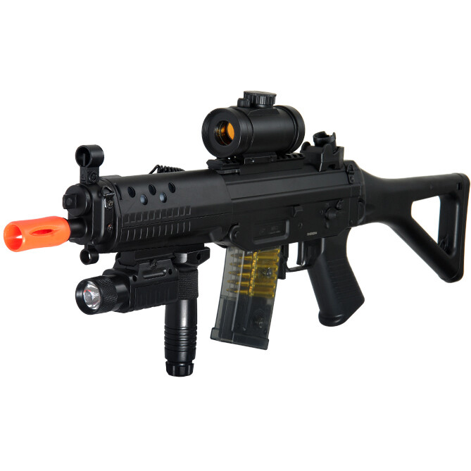 DOUBLE EAGLE ELECTRIC FULL AUTO AEG AIRSOFT RIFLE GUN + RED DOT SCOPE ...
