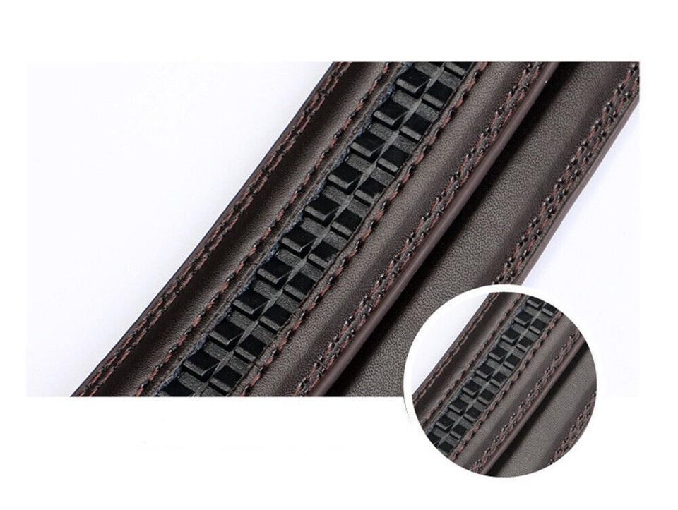28″-48″ Men's Leather Ratchet Dress Belts Automatic Buckle Click ...