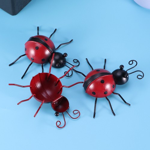 3PCS iron wall decor Lady Bugs for Garden Metal Ladybugs Wall Decor ...