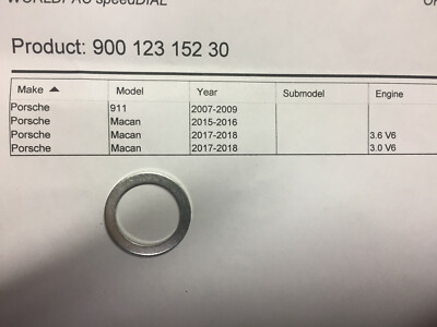 (2) Porsche Macan Turbocharged Engine Oil Drain Plug Gasket 90012315230 ...