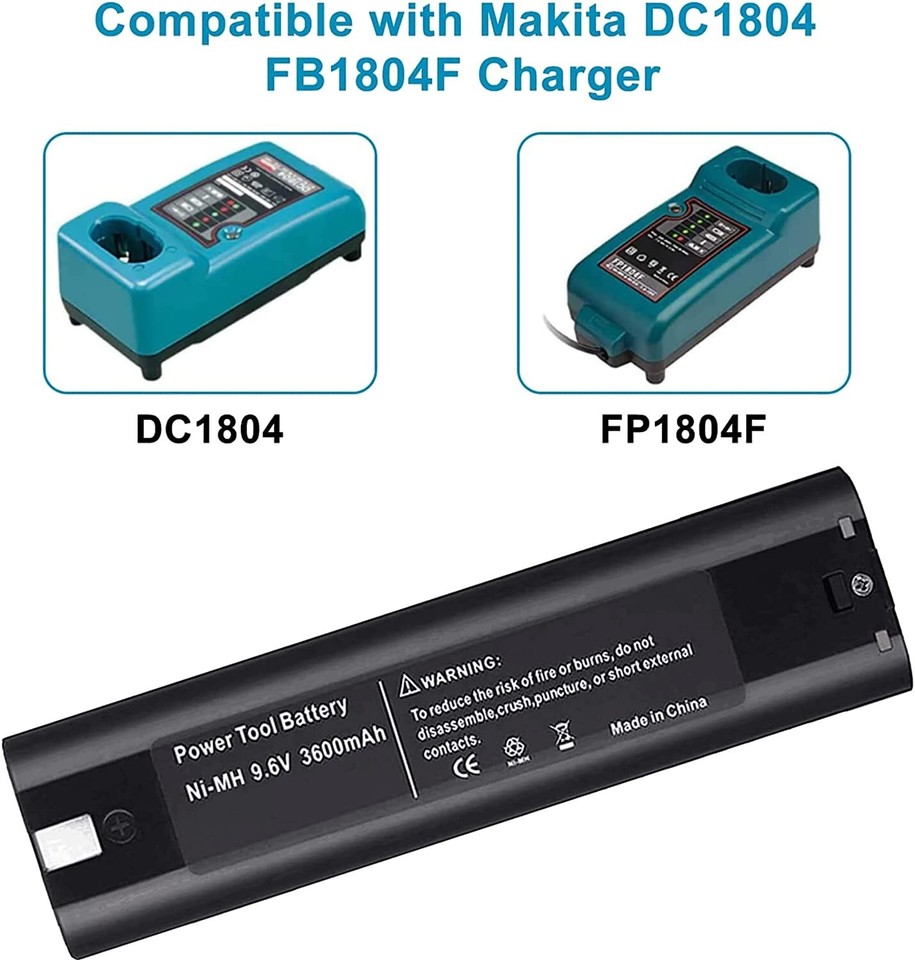 2PACK 9.6V Ni-MH Battery for Makita 9000 9001 9002 9033 9034 632007-4 ...