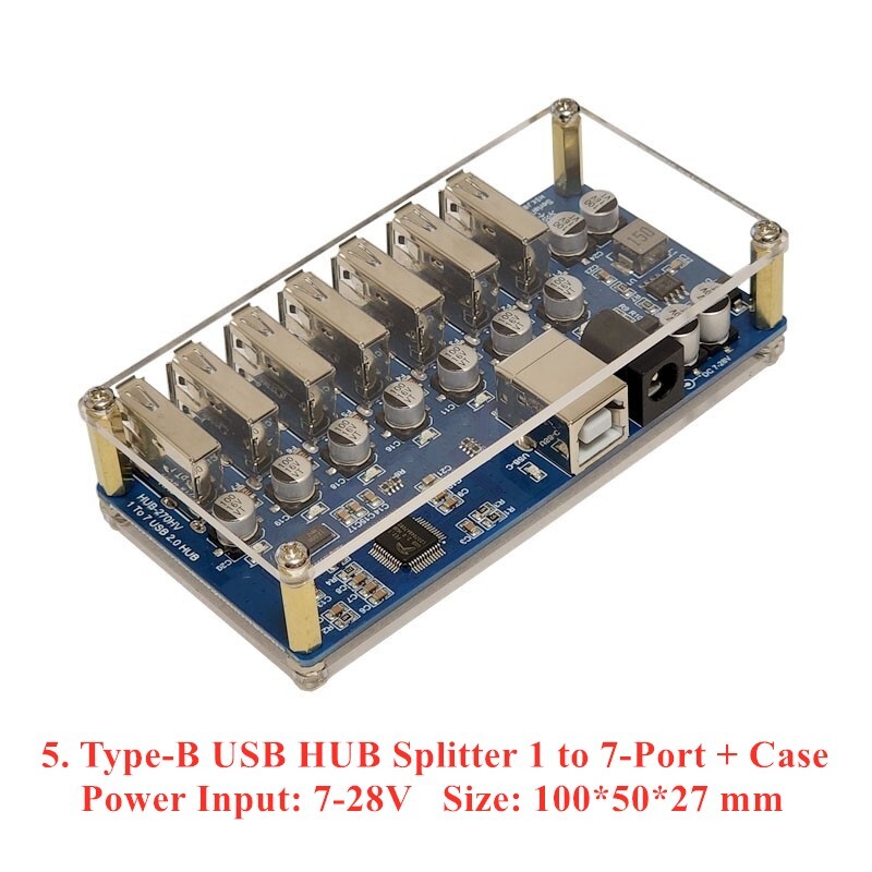 USB 2.0 HUB Splitter 1 to 7 Port Hub USB Expansion Module with Acrylic ...