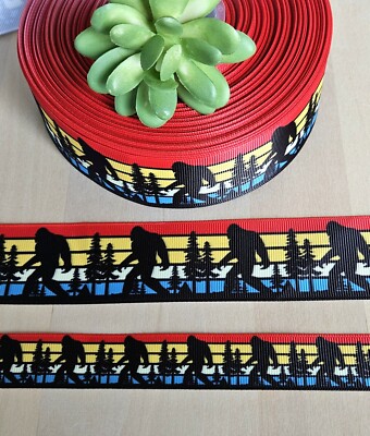 7/8 & 1.5" (1 YD) Bigfoot Grosgrain Ribbon Sasquatch Mythical Creature ...