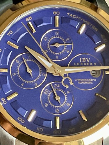 Handsome Blue/Gold IBV Lorbern Multifunction Automatic Watch w An Issue ...