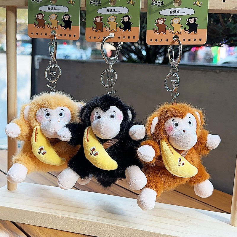 Cartoon Plush Monkey Doll Keychain Cute Stuffed Animal Keychain Pendant ...