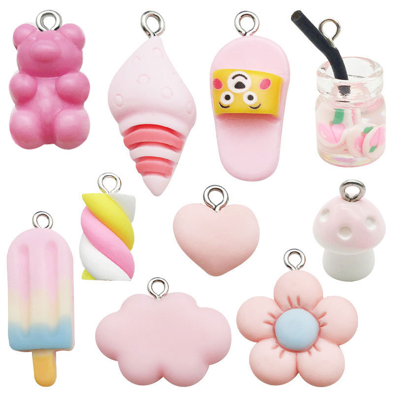 Mix 10pcs Cute Cartoon Resin Charms Pendants For Jewelry Making ...