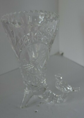 Vintage Hofbauer Byrdes Collection Lead Crystal Vase Cornucopia w ...