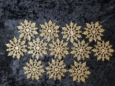 Snowflakes 4" Gold Glitter 12 per package | eBay