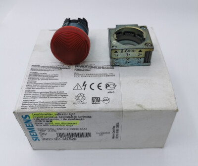 5x Siemens Indicator Lights 3SB3 501-6BA20 Red Round Metal Holder ...