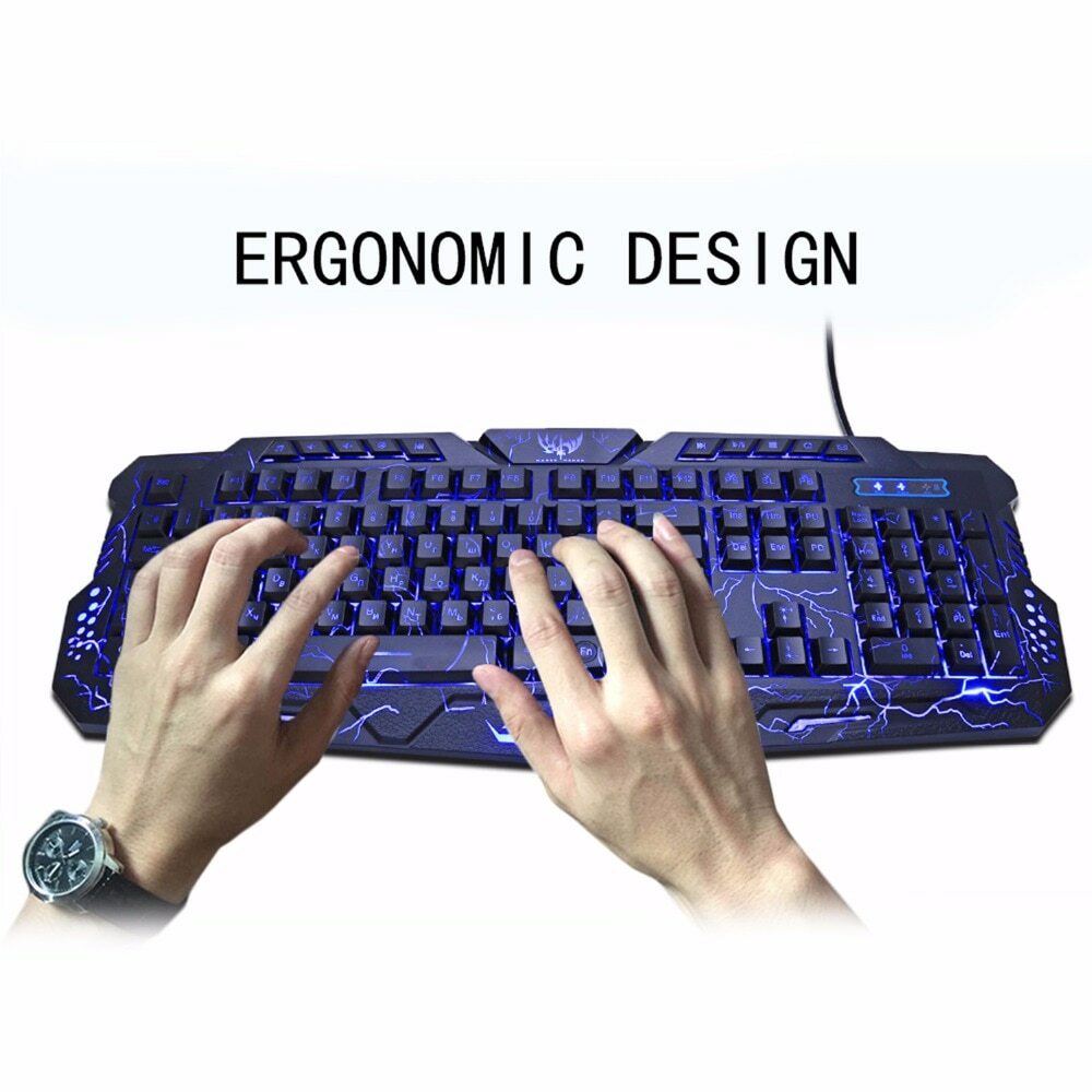 M200 Purple/Blue LED Breathing Backlight Pro Gaming Keyboard Mouse ...