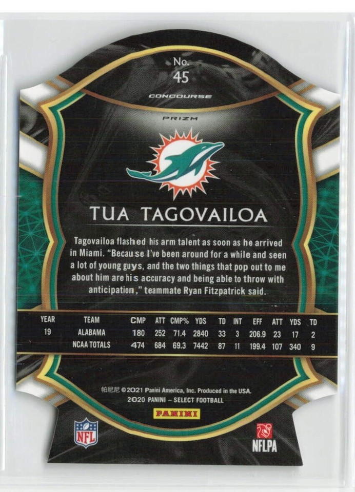 Tua Tagovailoa 2020 Panini Select Purple Die-Cut Rookie SP #45 - MIA ...