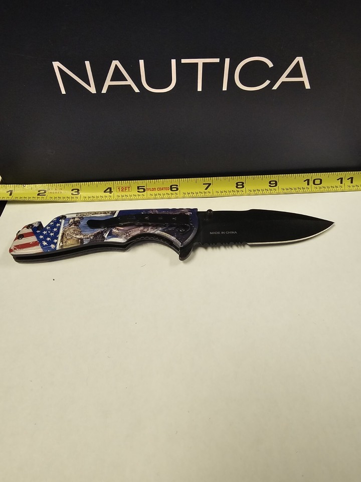 Embossed Military 3-D Pocket Knife MUST SEE PICS!! MERICA TANKER | eBay