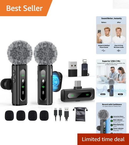 Versatile USB-C Lavalier Microphone with Clip & Accessories for Content ...