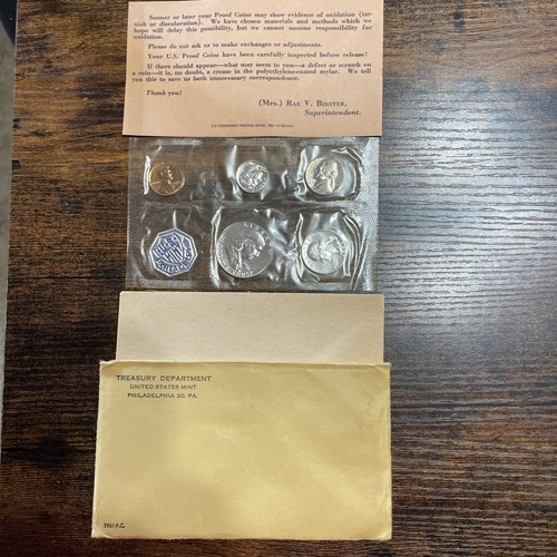 1961 Proof US Mint Set Original Env-5 Coin Set-3 90% Silver Coins (My ...
