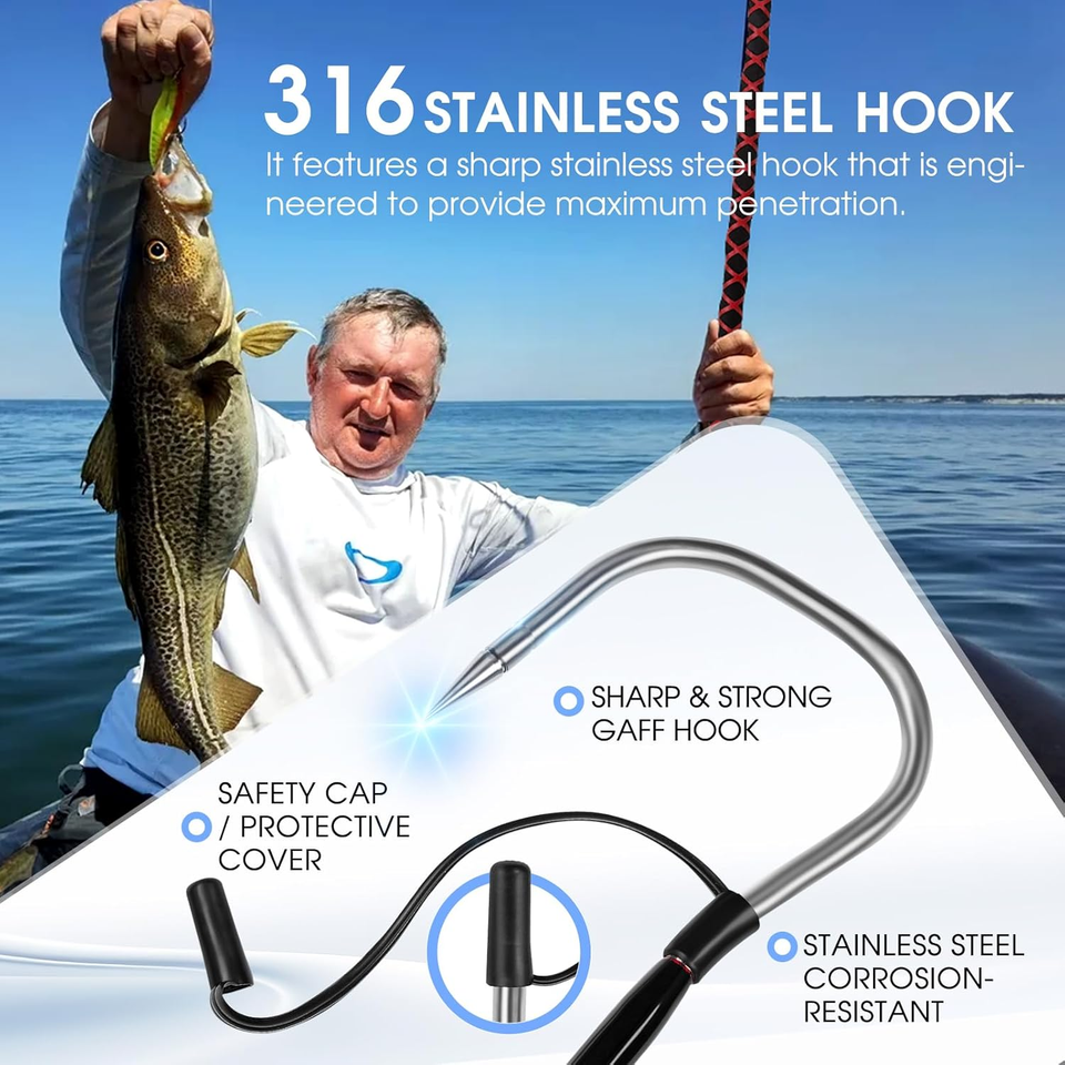 Fishing Gaff Saltwater Fish Gaff with S316 Stainless Steel Fishing Hook ...