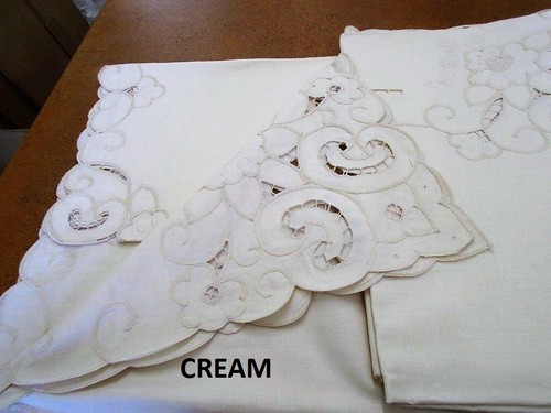 TOP BED SHEET EXQUISITE GENUINE HANDWORK WH & CR – 100% COTTON | eBay ...
