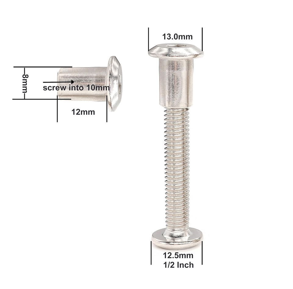 Billy Bookcase Connecting Hardware Screws 12-Pack M6-1.0 X 35Mm Rivet ...