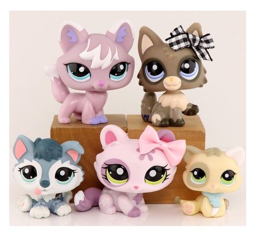 5x Toys LPS Pet Shop Fox Wolf Cat Kitty Sitting Baby Kitten Dog Kids ...