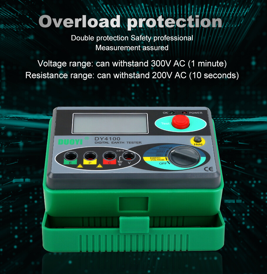 Digital Earth Ground Resistance Test Meter Tester Megohmmeter 0-2000 ...