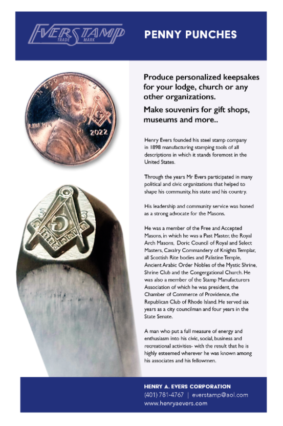 Masonic Lodge Penny Punch Stamp Holder Device | eBay