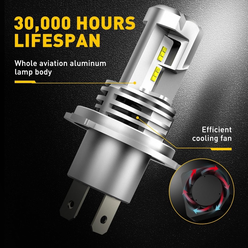 AUXITO High Low Beam H4 LED Headlight Bulbs 6500K White 60 Days Free ...