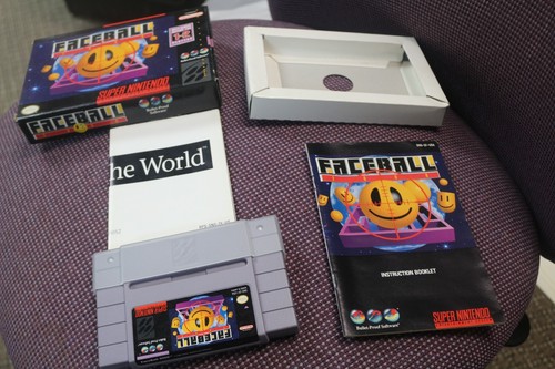 SNES Super Nintendo Faceball 2000 Complete In Box CIB WIth Poster Face ...