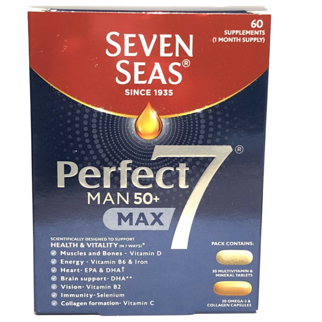 Seven Seas Perfect7 Man 50+ Multivitamin and Mineral Tablet, Pack of 60 ...