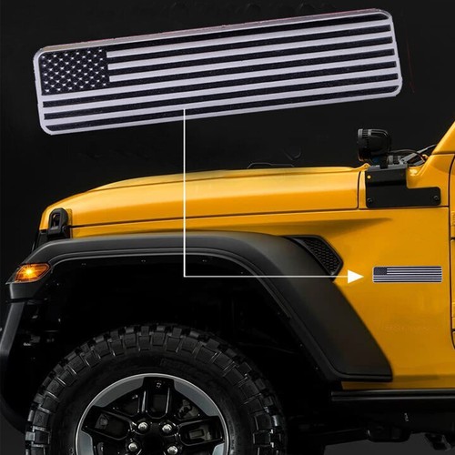 2Pcs Black Aluminum Usa American Flag Car Emblem Badge Decal Sticker ...