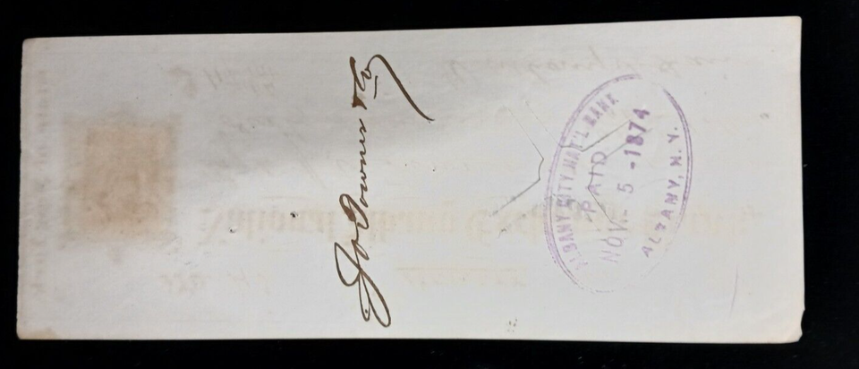 Checks NATIONAL ALBANY EXCHANGE BANK- With Revenue Stamp-1874 | eBay