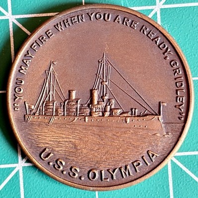 USS Olympia Relic Medallion Admiral Dewey Flagship Propeller Spanish ...