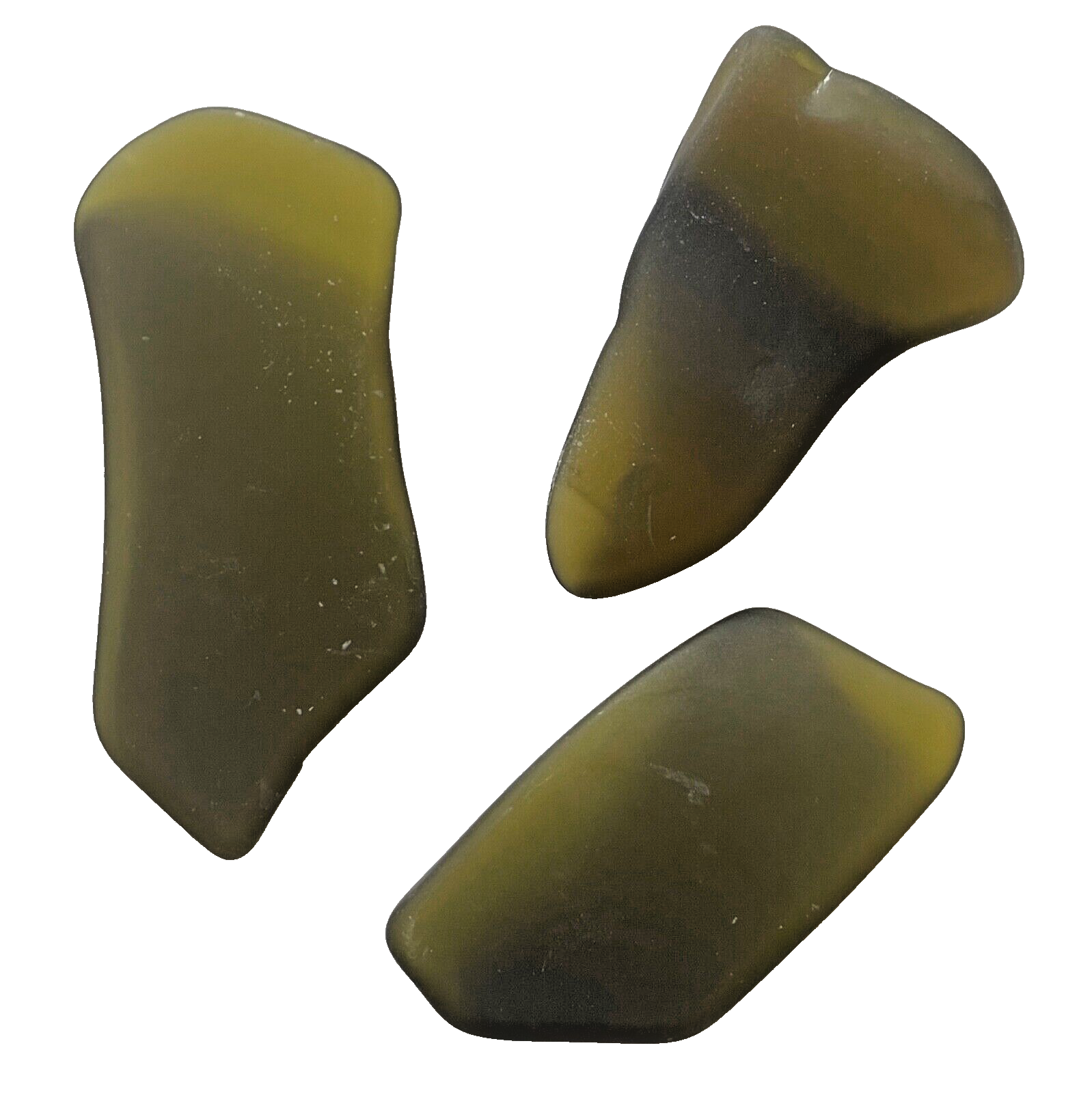 SEA GLASS Machine Tumbled Beach Glass Olive Green Lot of 3 1.75-2.25” 0 ...