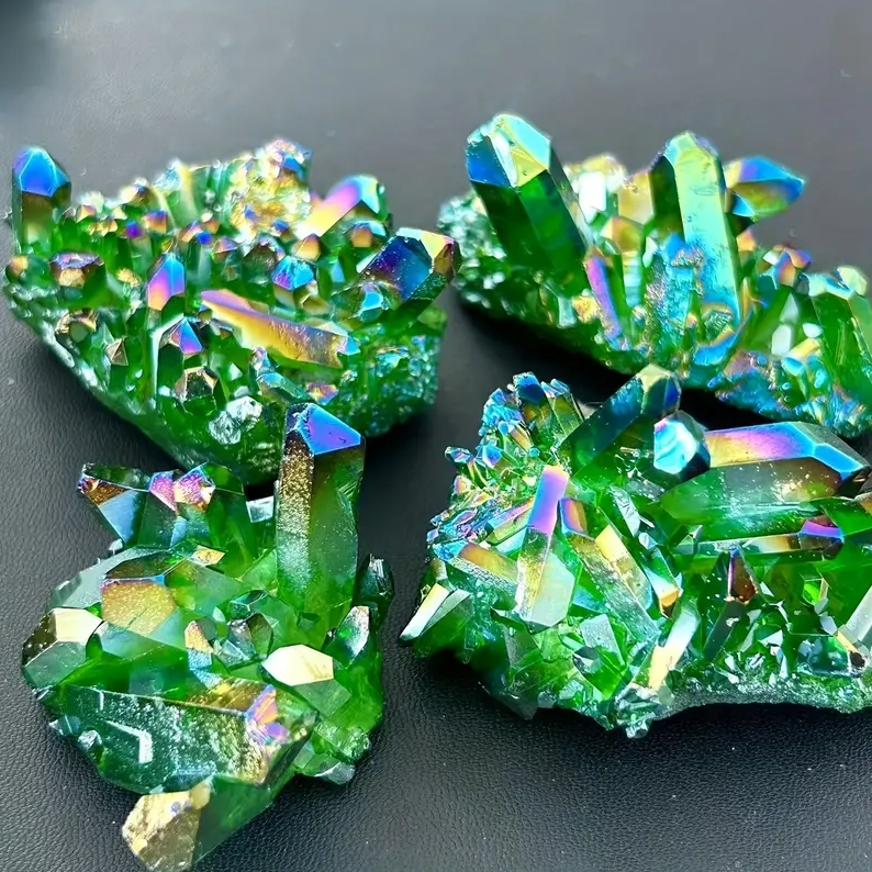 80-100G Green Angel Aura Quartz Crystal Cluster Titanium Crystal Geode ...