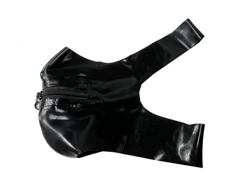 latex gummi mask with inner mouth zip cosplay party hood 0.4mm zip ...