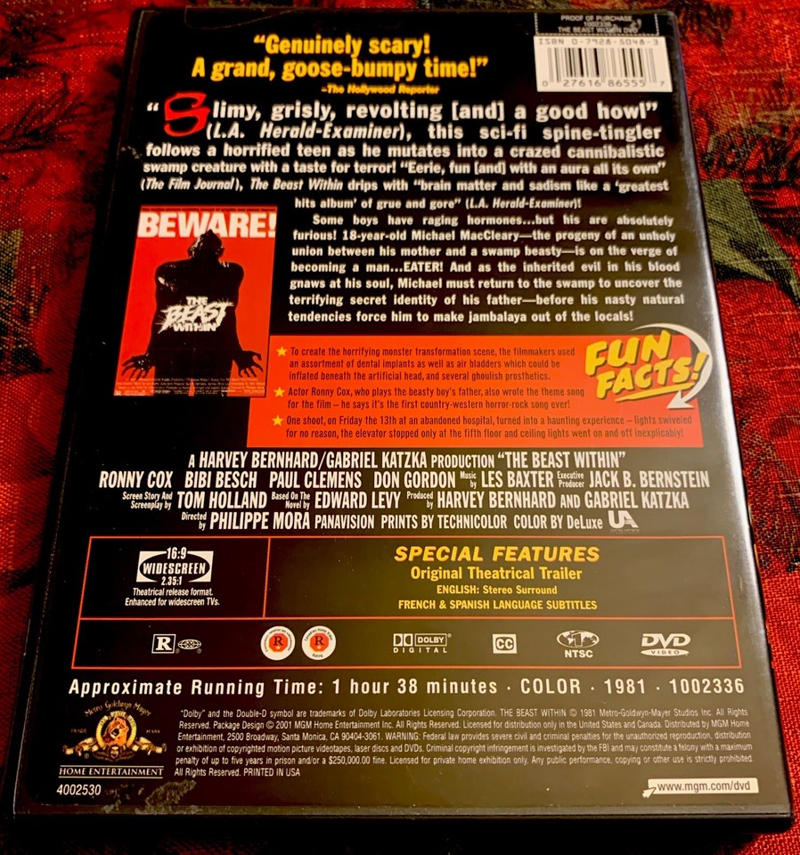 The Beast Within (DVD, 2001) Midnite Movies Horror-Rare! 27616865557| eBay