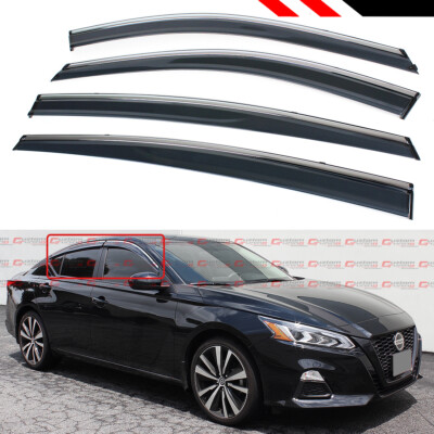 FOR 19-2025 NISSAN ALTIMA CHROME TRIM CLIP-ON WINDOW VISOR RAIN GUARD ...