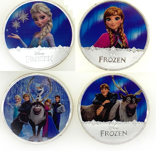 4 PCS Frozen Coins Silver Plated Collectibles Gift Anna Elsa Birthday ...