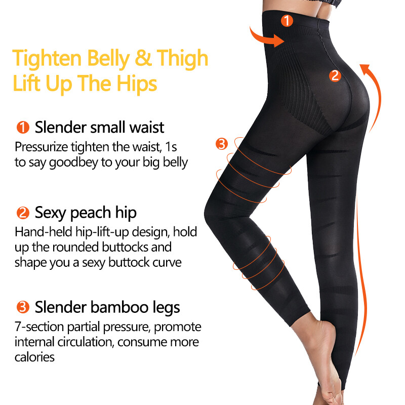 Anti Cellulite Compression Leggings Leg Shaper High Waist Black Pants ...