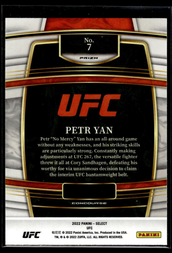 Petr Yan 2022 Panini Select UFC Concourse Orange Flash Prizm A Card #7 ...