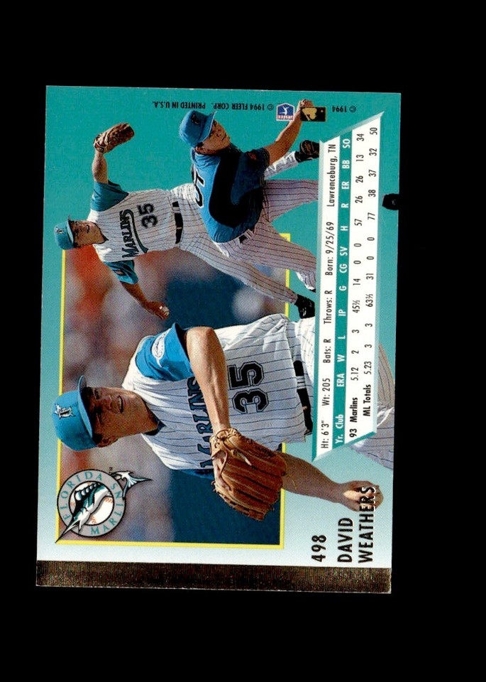 David Weathers 1994 Fleer Ultra Marlins authentic autographed card | eBay