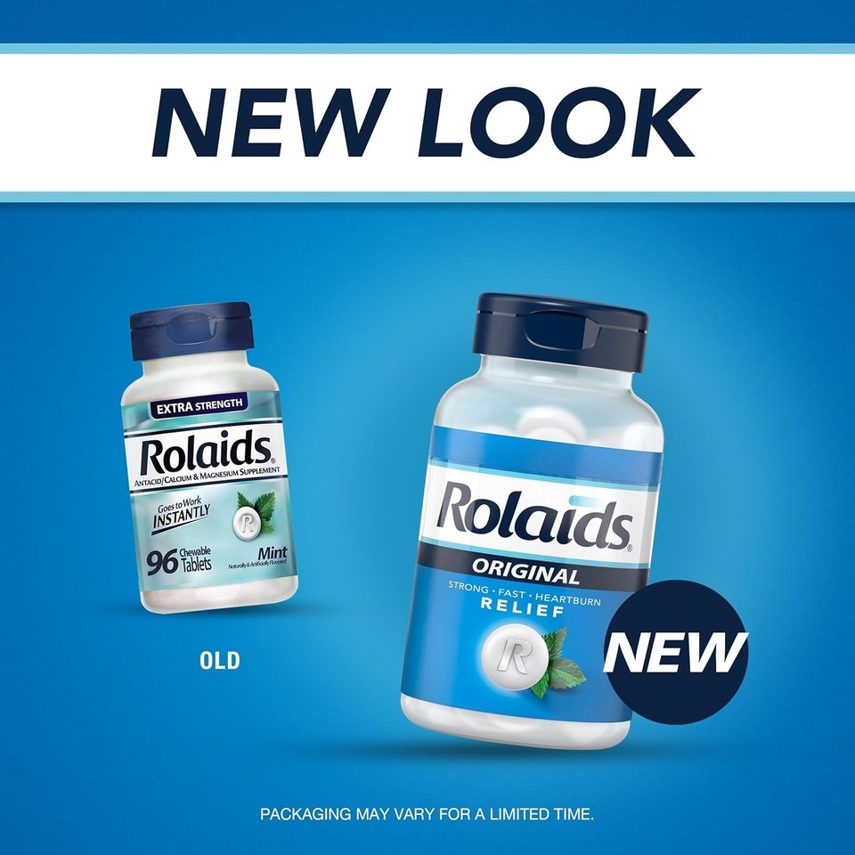 Rolaids Extra Strength Antacid, 96 Chewable Tablets, Mint Flavor, Extra ...