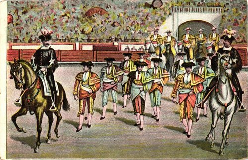 Parade of Bullfighters Bull Ring Mexico Undivided Unposted Postcard ...