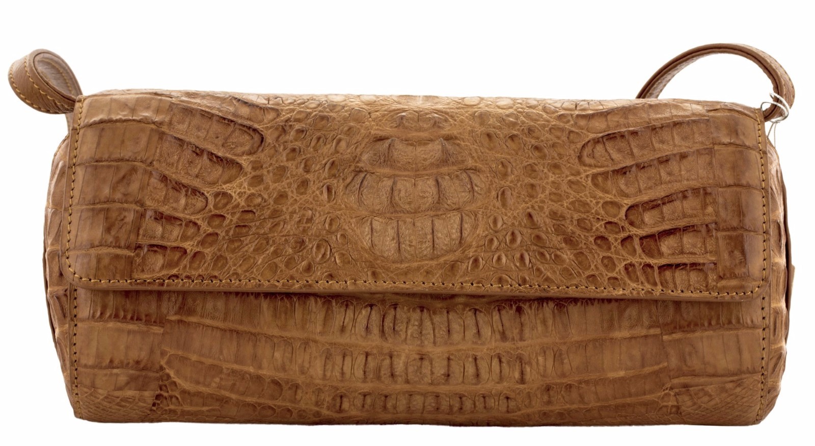 Genuine Crocodile Hornback Barrel Purse Handbag Shoulder Strap Black ...