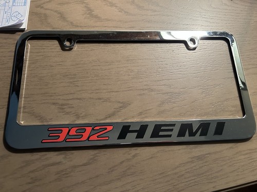 392 HEMI Mirror Chrome Metal License Plate Frame Challenger Charger RAM ...