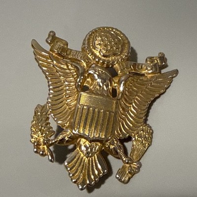 WWII US Military Officer Hat Cap Screw Back Badge Pin Eagle E Pluribus ...
