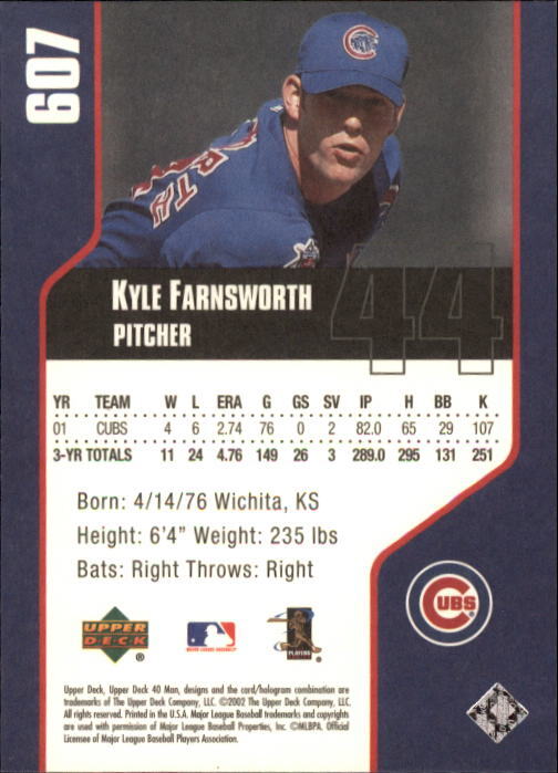 2002 Upper Deck 40-Man Baseball Card #607 Kyle Farnsworth | eBay