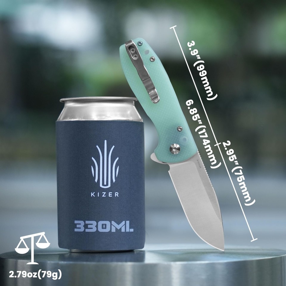 Kizer Amicus EDC Knife, 2.95 Inches Satin 9Cr18MoV Steel Blade Knife ...