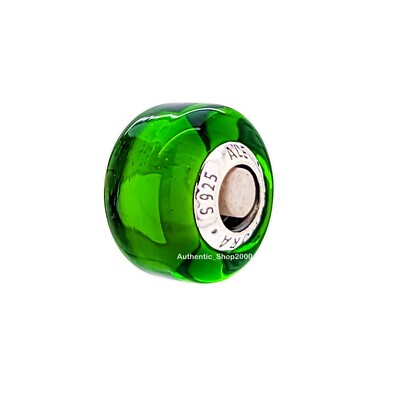 New 100% Authentic PANDORA 925 ale Green Mini Murano Glass Charm ...