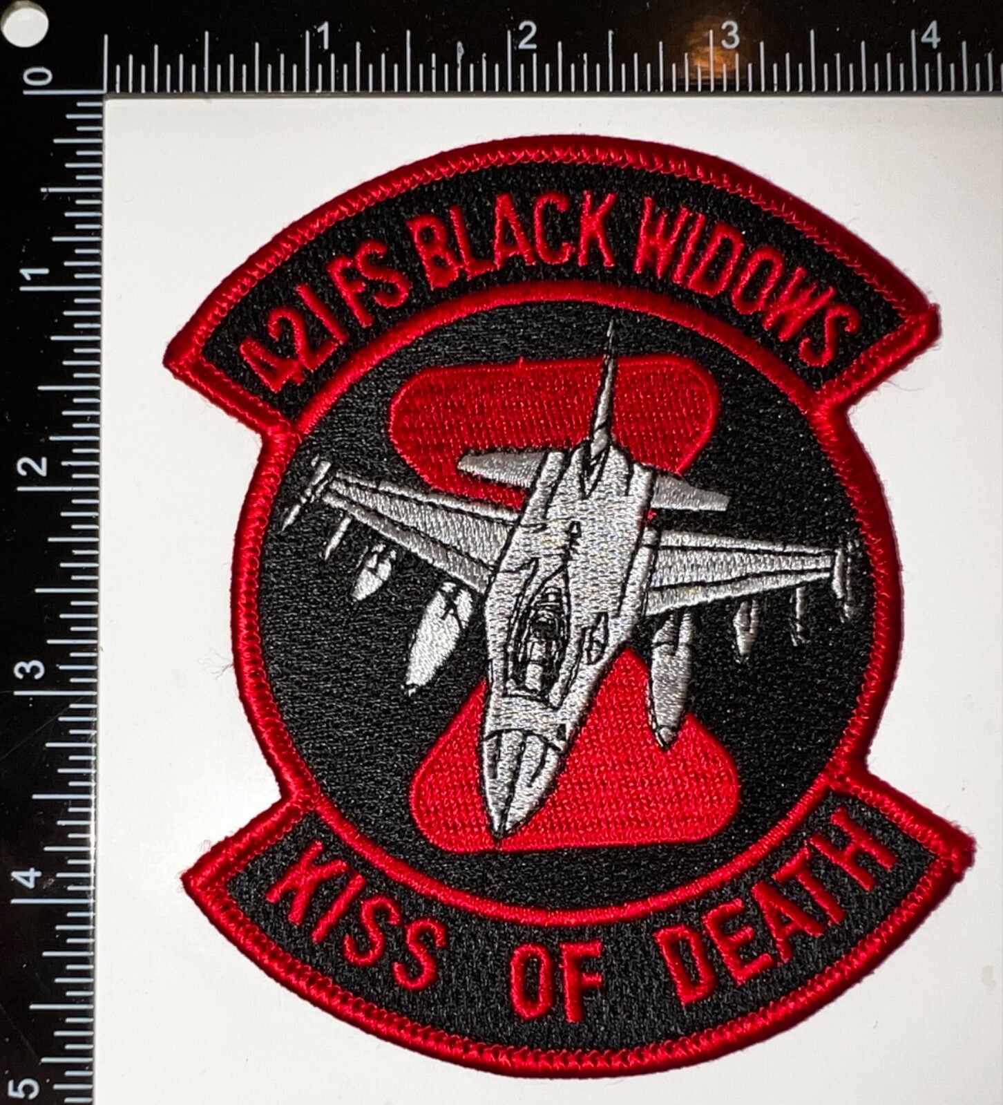 USAF 421st Fighter Squadron Black Widows Kiss of Death Patch | eBay